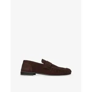 JIMMY CHOO Ellis Etched Velvet Suede Loafers - Chocolate