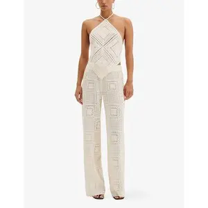 MALINA Lia Halterneck Crochet Knitted Top