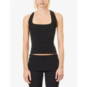 PEACHY DEN Cindy Racer-back Stretch-woven Top