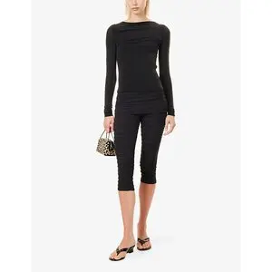 PEACHY DEN Kylie Long-sleeve Stretch-woven Top