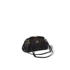 Miu Miu Caprice Matelassé Nappa Leather Clutch - Black