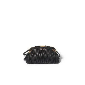 Miu Miu Caprice Matelassé Nappa Leather Clutch - Black