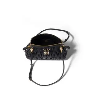 Miu Miu Caprice Matelassé Nappa Leather Clutch - Black