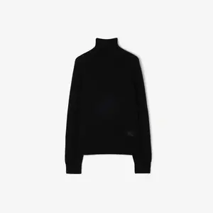 Burberry Cashmere Turtleneck Sweater With Knight Motif - Black