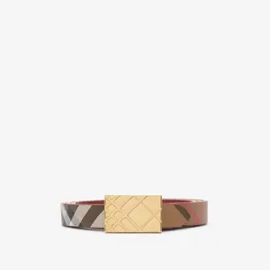 Burberry Reversible Engraved Check Belt - Rust Orange