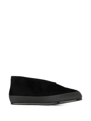 LINDA BAUMANN Suede Slip-on Loafers - Black