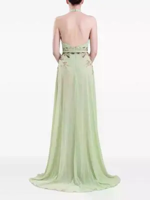 SAIID KOBEISY Embroidered Halterneck Evening Dress