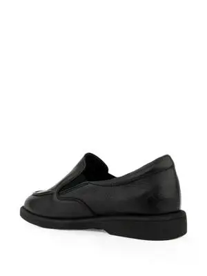 LINDA BAUMANN Grainy Leather Loafers - Black