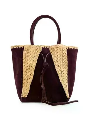 Gabriela Hearst Small Marija Suede Raffia-panel Tote Bag