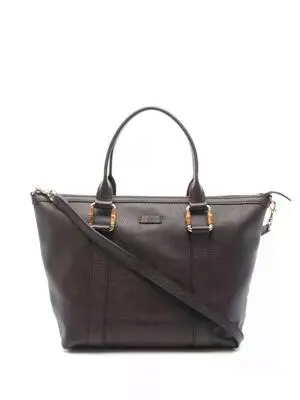 Gucci 2000s Bamboo Calf Leather Tote Bag - Brown