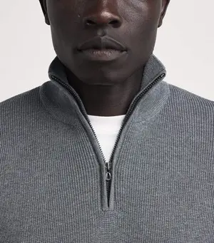 Sease Wool Waffle-knit Quarter-zip Sweater - Beige