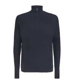 Sease Virgin Wool Quarter-zip Sweater - Navy