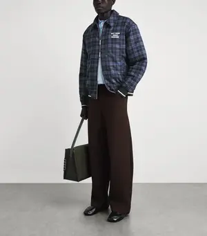 Drole De Monsieur Check Flannel Slogan Jacket