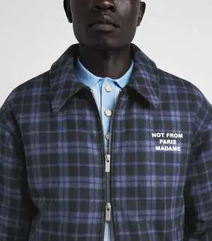 Drole De Monsieur Check Flannel Slogan Jacket