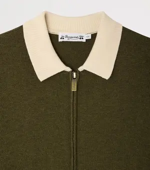 Bonpoint Cotton-blend Zip-up Cardigan With Contrast Collar