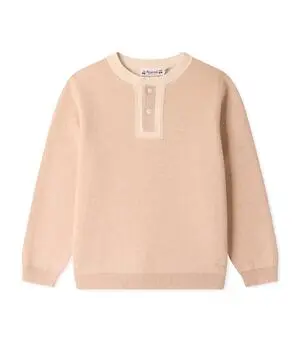 Bonpoint Cotton-blend Henley Sweater - Beige