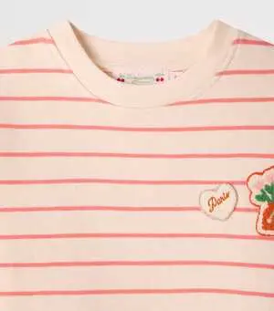 Bonpoint Cotton Striped Sweatshirt With Textured Patch