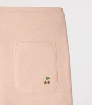 Bonpoint Organic Cotton Sweatpants With Embroidered Cherry Detail