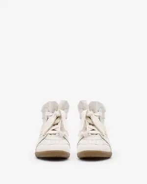 Isabel Marant Étoile Bobby Perforated Suede Wedge Sneakers - Chalk