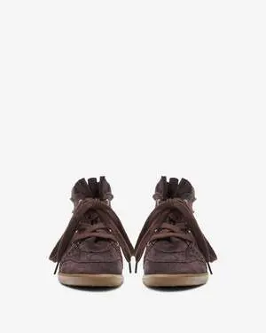 Isabel Marant Étoile Bobby Perforated Suede Wedge Sneakers - Chocolate
