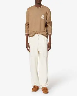 Isabel Marant Étoile Cotton And Wool Blend Jacquard Logo Sweater - Camel-light Grey