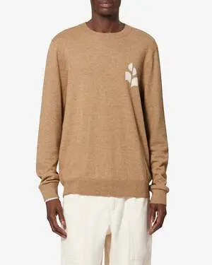 Isabel Marant Étoile Cotton And Wool Blend Jacquard Logo Sweater - Camel-light Grey