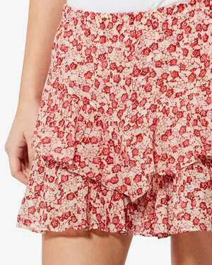 ETOILE Jocadia Tiered Ruffle Shorts - Red