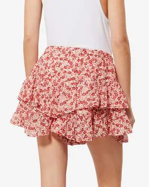 ETOILE Jocadia Tiered Ruffle Shorts - Red