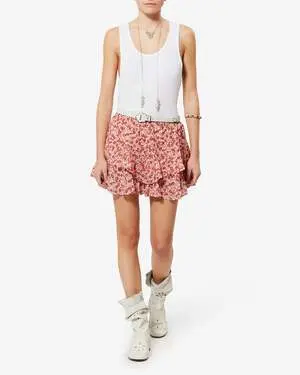 ETOILE Jocadia Tiered Ruffle Shorts - Red