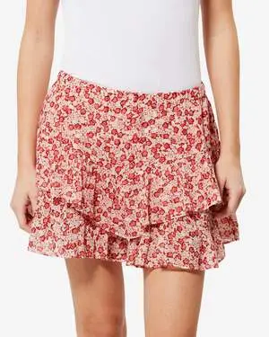 ETOILE Jocadia Tiered Ruffle Shorts - Red