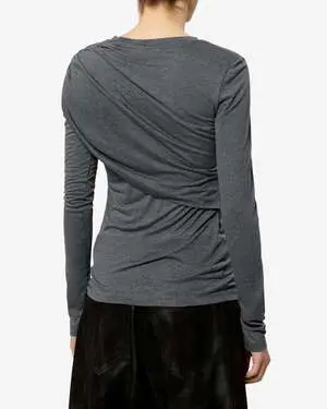 ETOILE Jersey Top With Asymmetric Draping - Gray