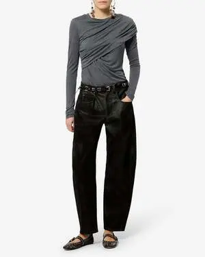 ETOILE Jersey Top With Asymmetric Draping - Gray