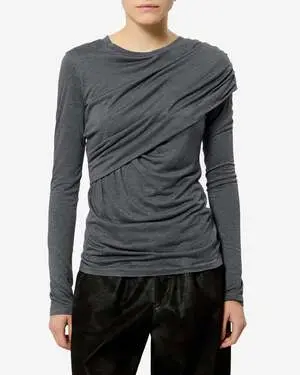 ETOILE Jersey Top With Asymmetric Draping - Gray