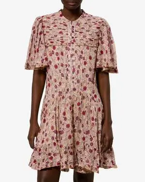 ETOILE Daynia Dress - Ecru-raspberry