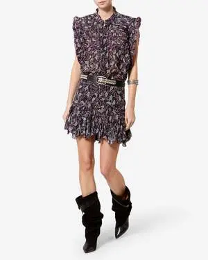 ETOILE Sleeveless Embroidered Cotton Voile Blouse - Black/raspberry