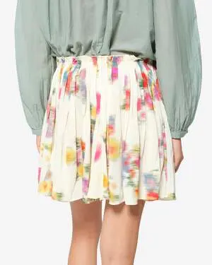 ETOILE Livy Pleated Floral Print Skater Skirt