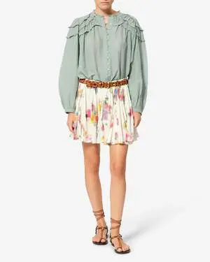 ETOILE Livy Pleated Floral Print Skater Skirt