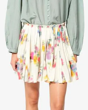 ETOILE Livy Pleated Floral Print Skater Skirt