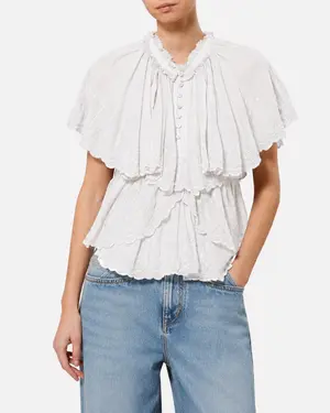 ETOILE Broderie Anglaise Ruffled Blouse