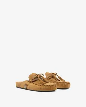 Isabel Marant Étoile Malvin Suede And Calfskin Moccasin Mules - Cognac