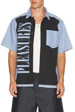 PLEASURES Onyx Button Up Shirt - Blue