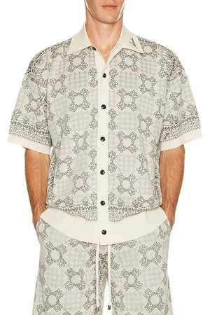 Amiri Ma Quad Check Mesh Knit Shirt - Alabaster
