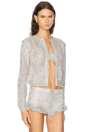 SIEDRES Poli Metallic Knit Cardigan - Silver