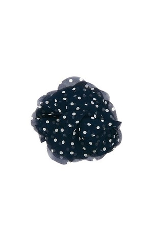 HELSA Silk Flower Pin - Navy & Ivory Dot