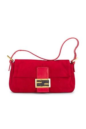 Fendi Suede Baguette Shoulder Bag