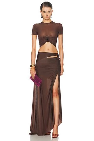 MAYGEL CORONEL Altura Top & Skirt Set - Wood