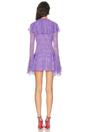 Norma Kamali Long Sleeve Deep V Ruffle Mini Dress