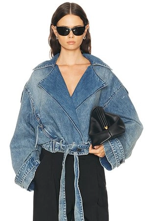 Brandon Maxwell Regan Denim Trench Jacket