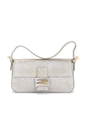 Fendi Logo Embossed Baguette Shoulder Bag