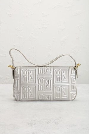 Fendi Logo Embossed Baguette Shoulder Bag
